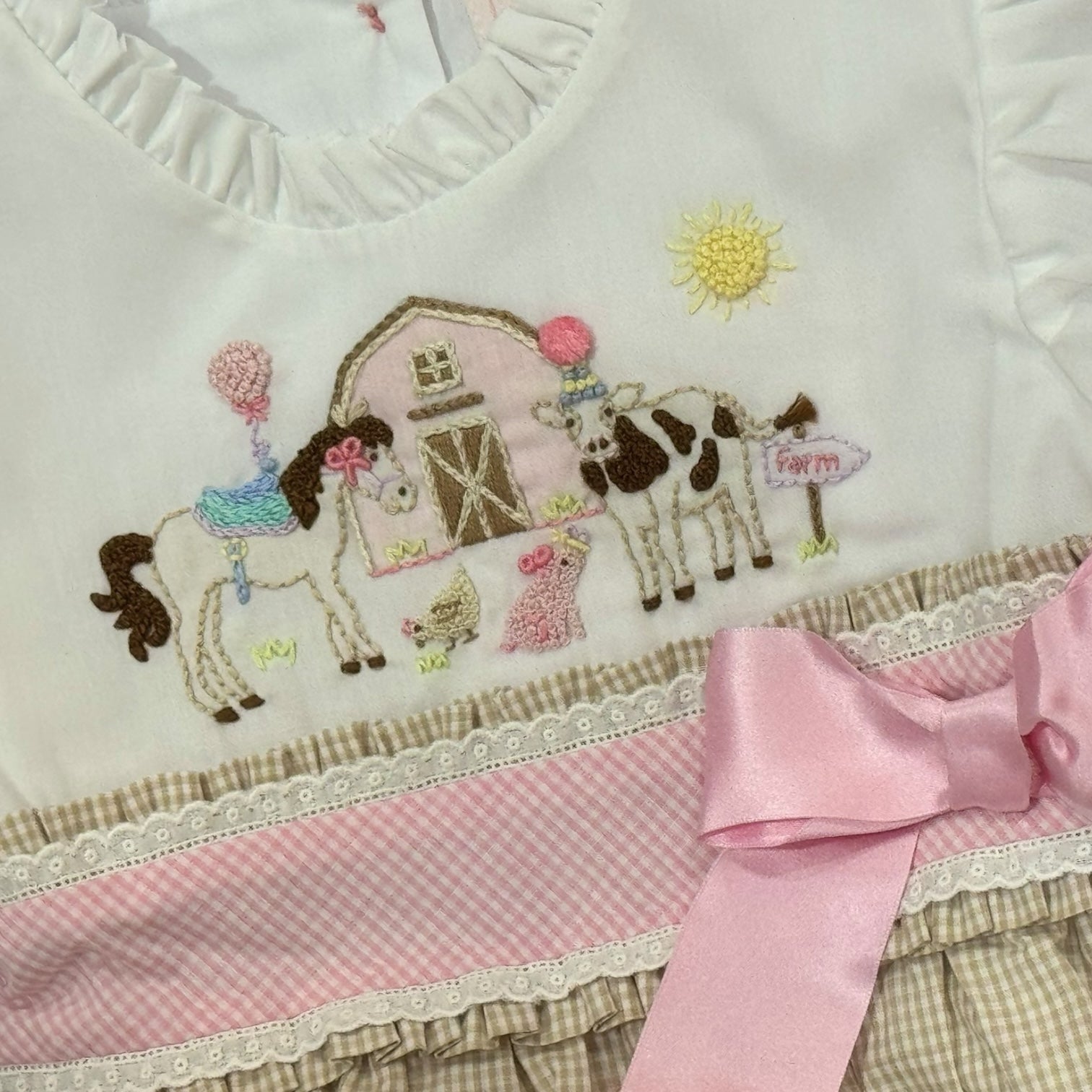 PREORDER Farm Animals French Knot Embroidered Girl Dress (SHIPS FIRST ...