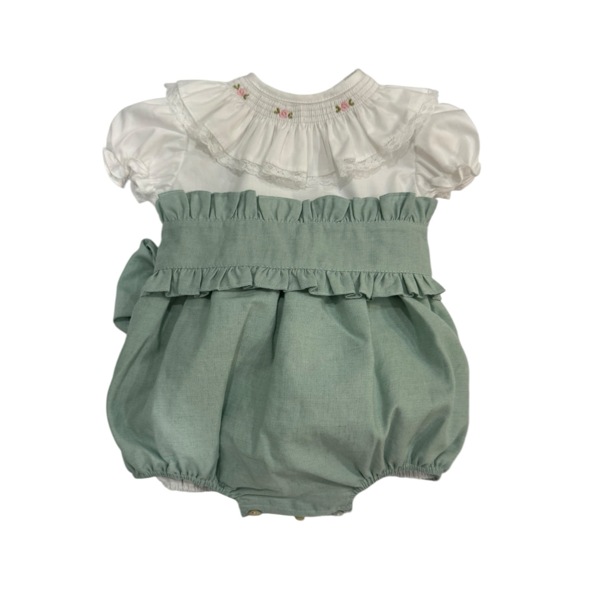 Ivanna Green Linen Smocked Girl Romper – Piccoli & Co